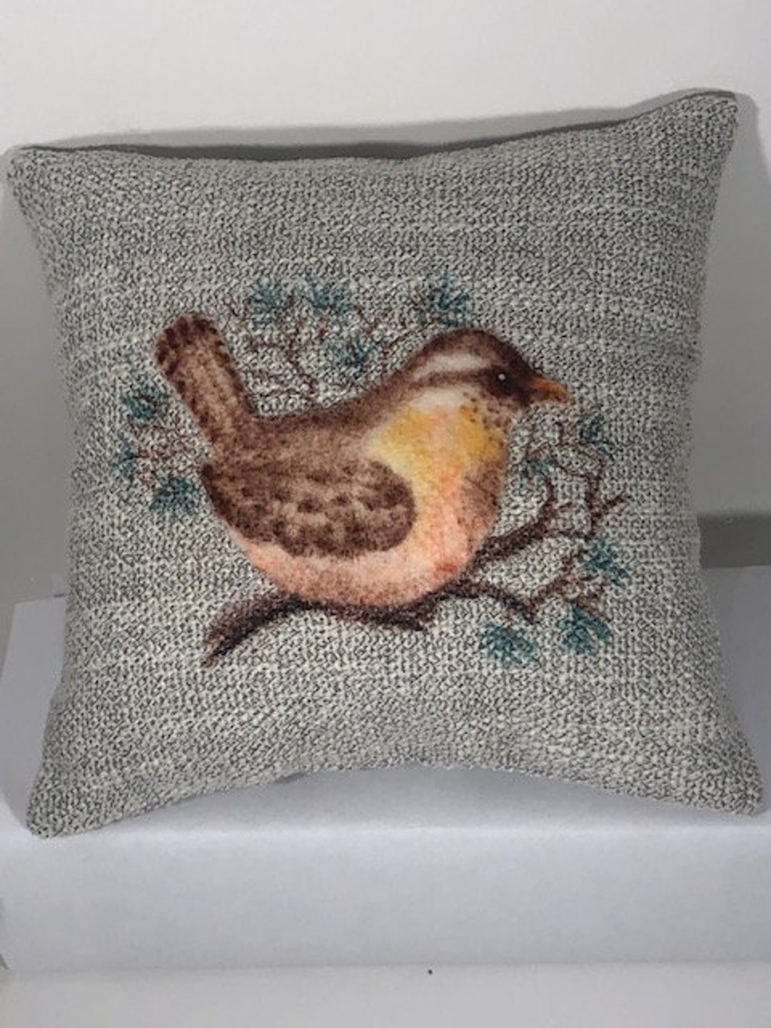 Carolina Wren Applique Painting on Miniature Pillow - Etsy