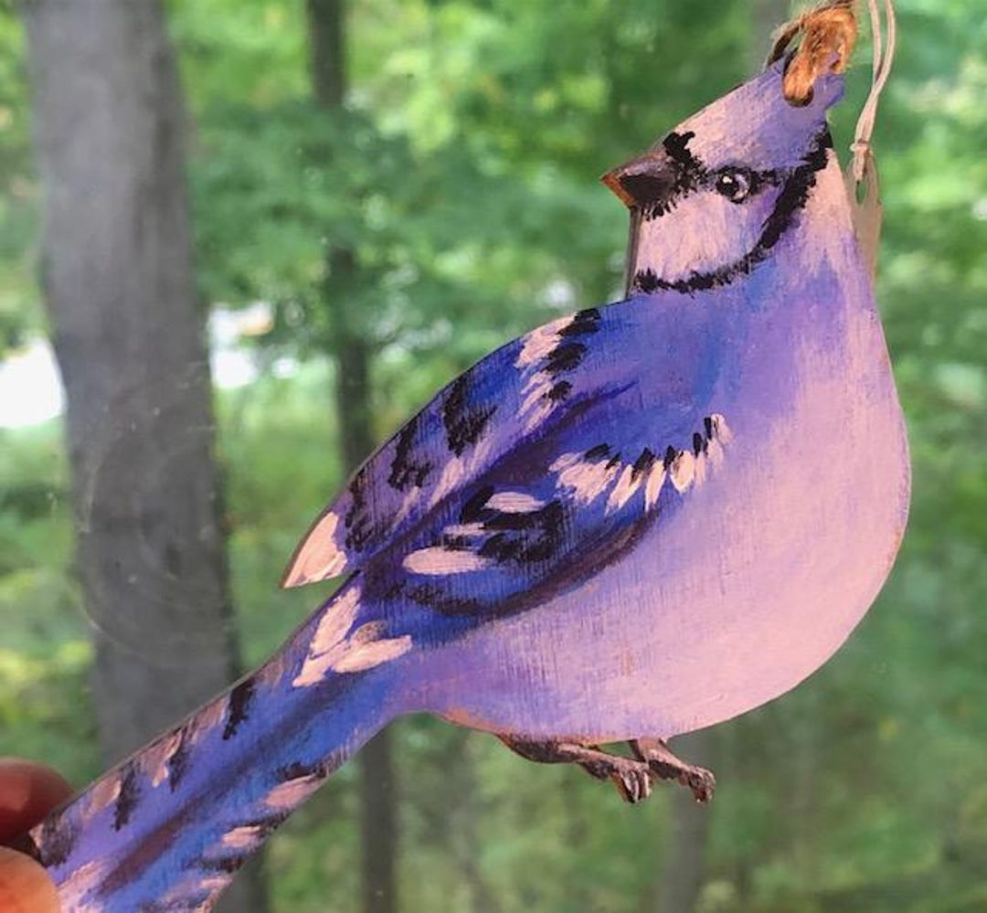Blue Jay Hand Painted Hanging Window Charm, Ornament - Etsy