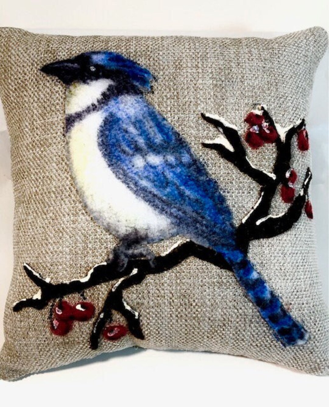 Blue Jay Applique Painting on Miniature Pillow - Etsy