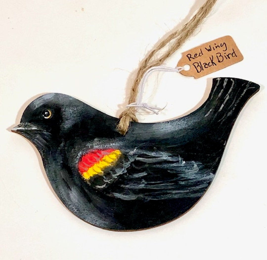 Red Wing Blackbird Hand Painted Hanging Window Charm/ornament - Etsy
