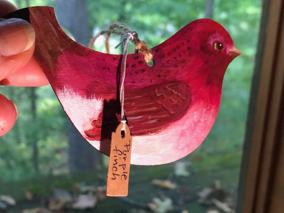 Hand Painted Purple Finch Window Charm , Ornament - Etsy