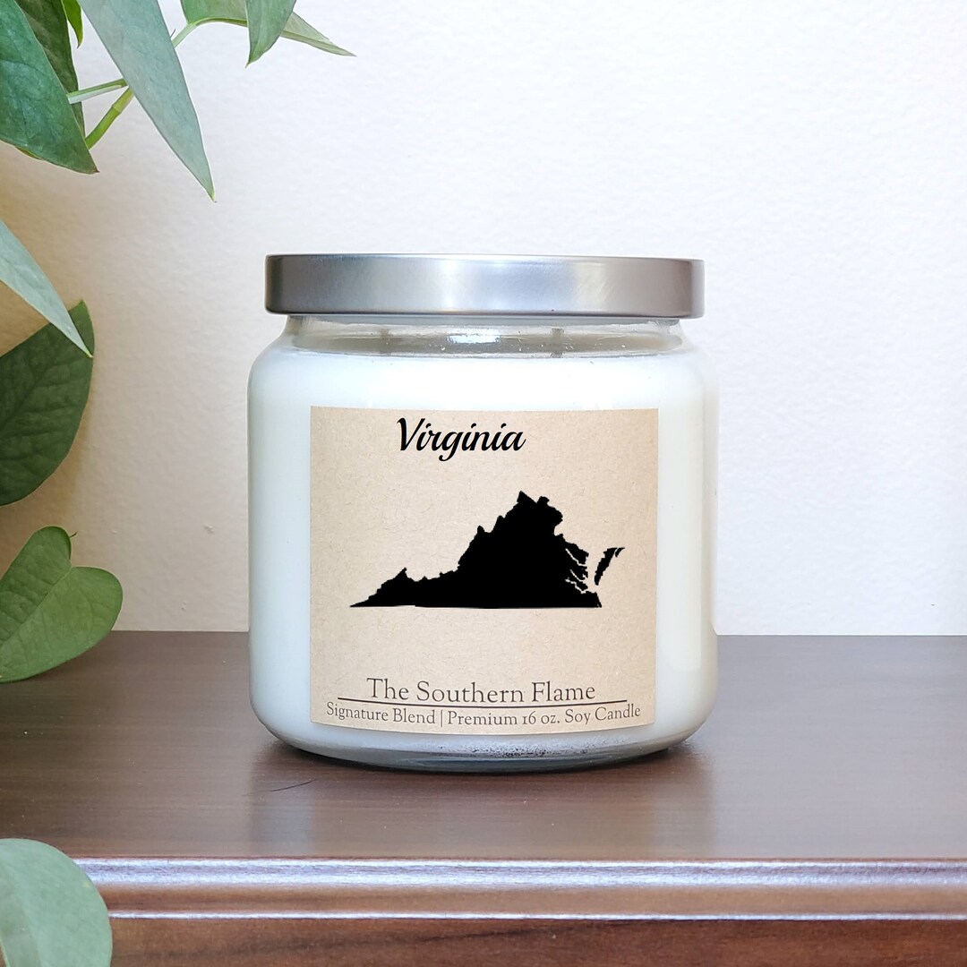 Virginia State Candle, Rustic Home Decor, Personalized Message - Etsy