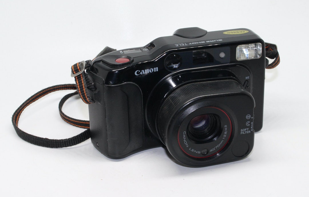 Canon Sure Shot Tele 35mm Film Camera With Two Focal Lengths With Case ...