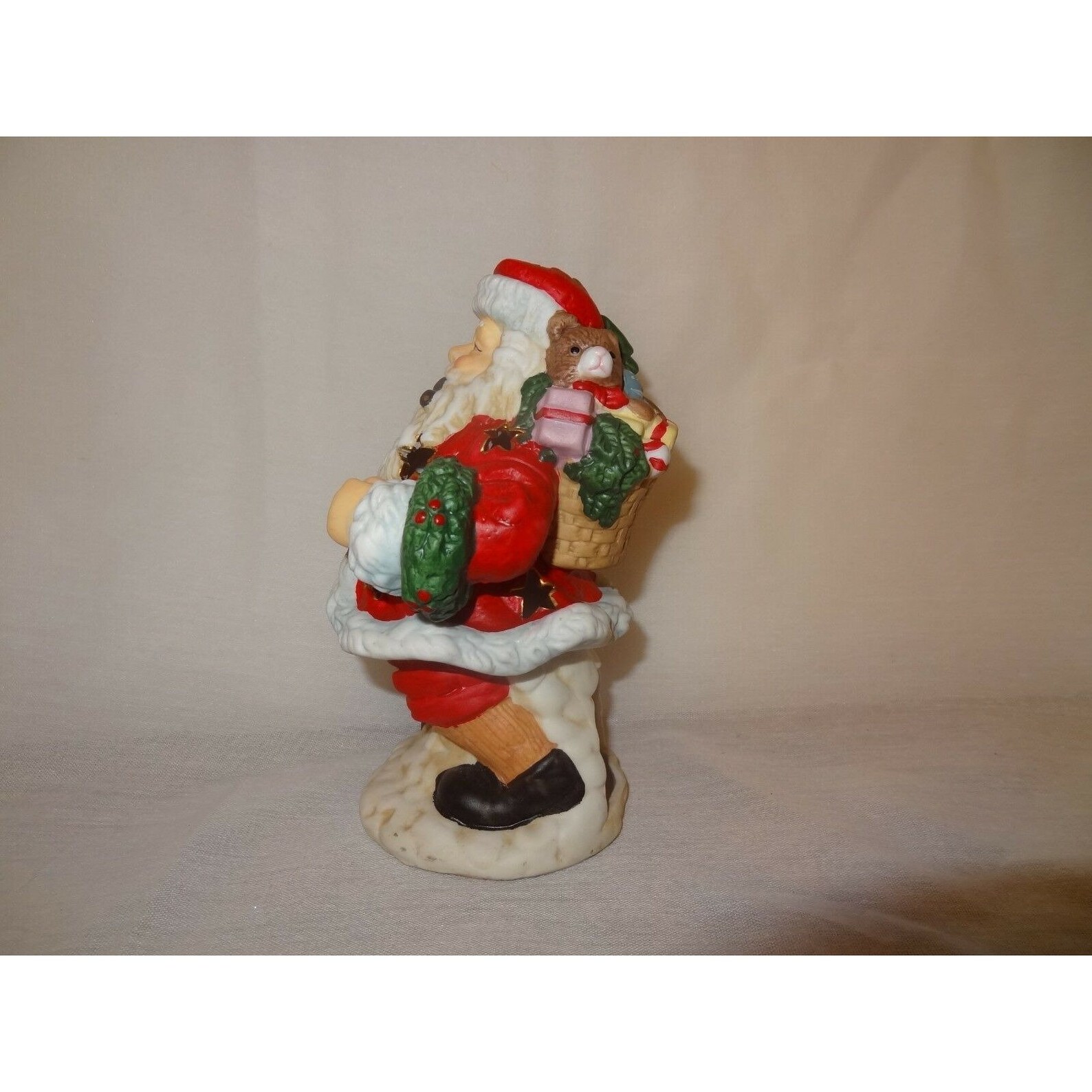 Santa Claus Tea Light Figurine Votive Candle Holder Ceramic 6" Regalo ...