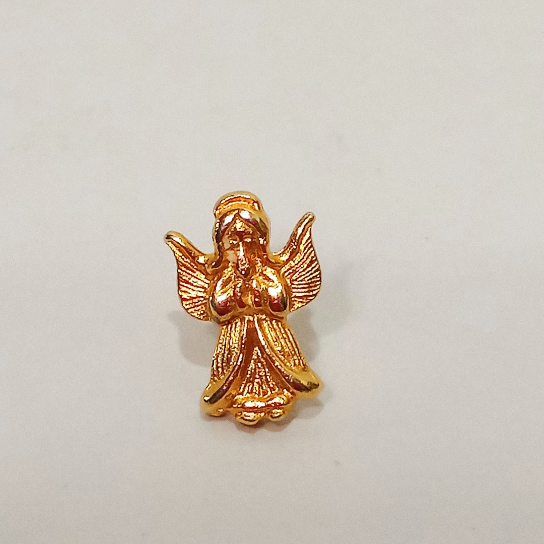 Standing Praying Angel Lapel Pin 5/8 Miniature Vintage Gold Tone - Etsy