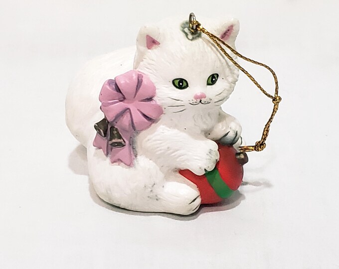 Vintage Tom Wat Exclusive Design Kitten Cat Pink Bow 2" Christmas ...