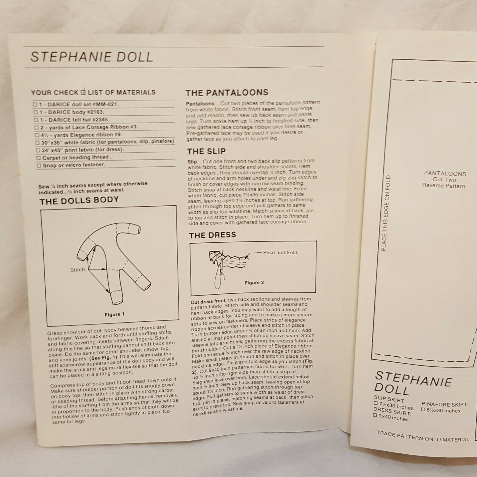 Stephanie Doll Sewing Pattern Darice CD-9 Vintage 1982 - Etsy
