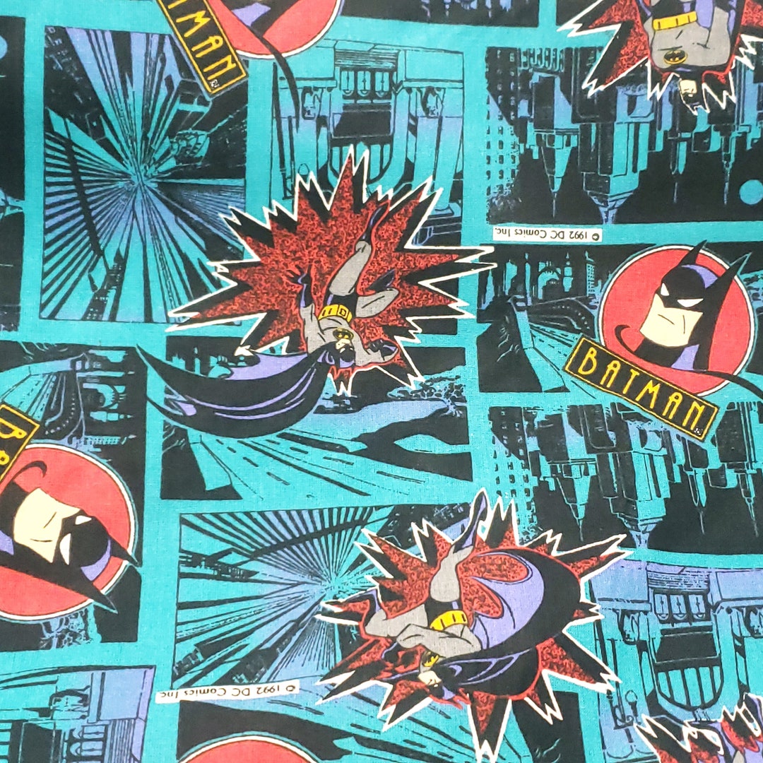 Batman 1992 DC Comics Material Sewing Fabric by the Yard 59" New City ...