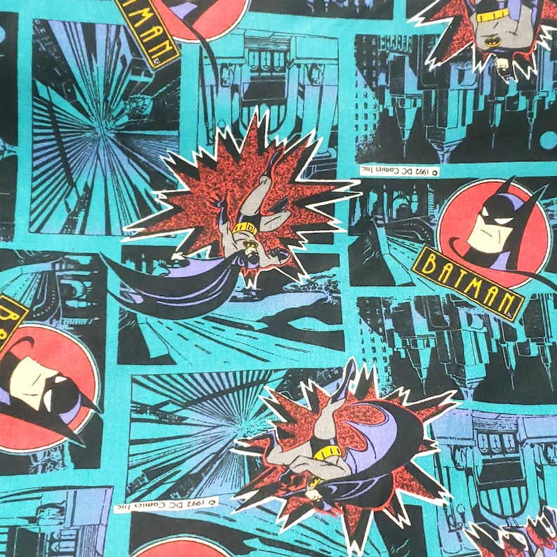Batman 1992 DC Comics Material Sewing Fabric by the Yard 59" New City ...