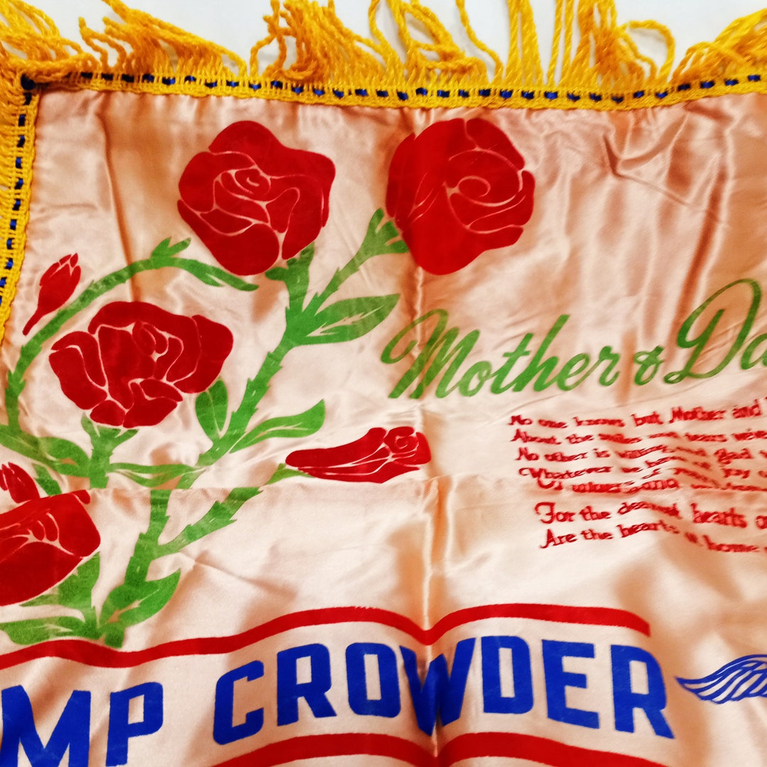 Vintage Mother & Dad Roses Poem Pillow Cover Fringed 16 X 16 Camp ...