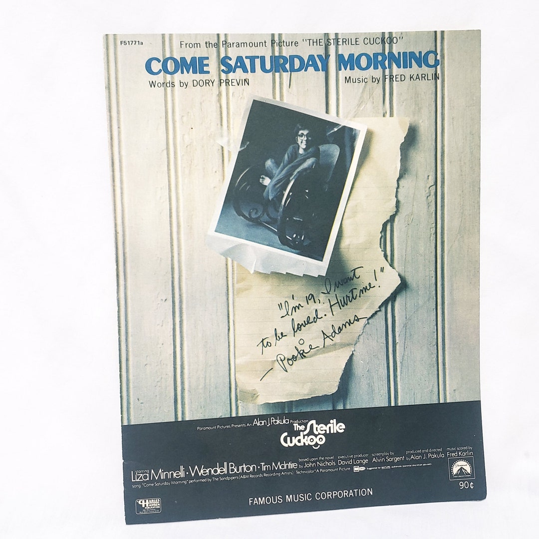 Come Saturday Morning Piano Sheet Music Dory Previn Fred Karlin 1969 - Etsy