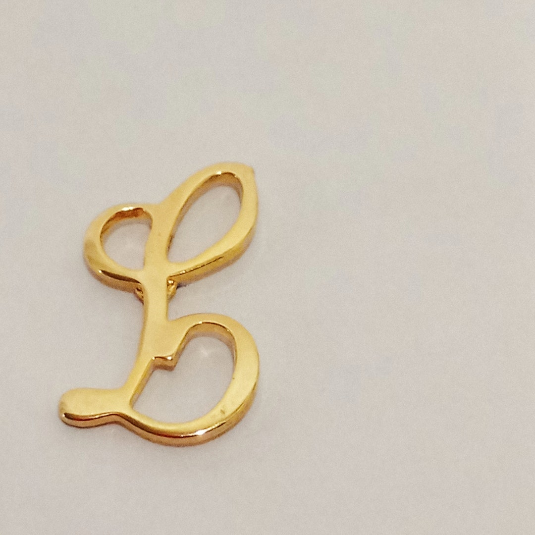 Cursive Letter L Lapel Hat Pin Gold Tone Vintage 1/2 Open Loops Metal ...