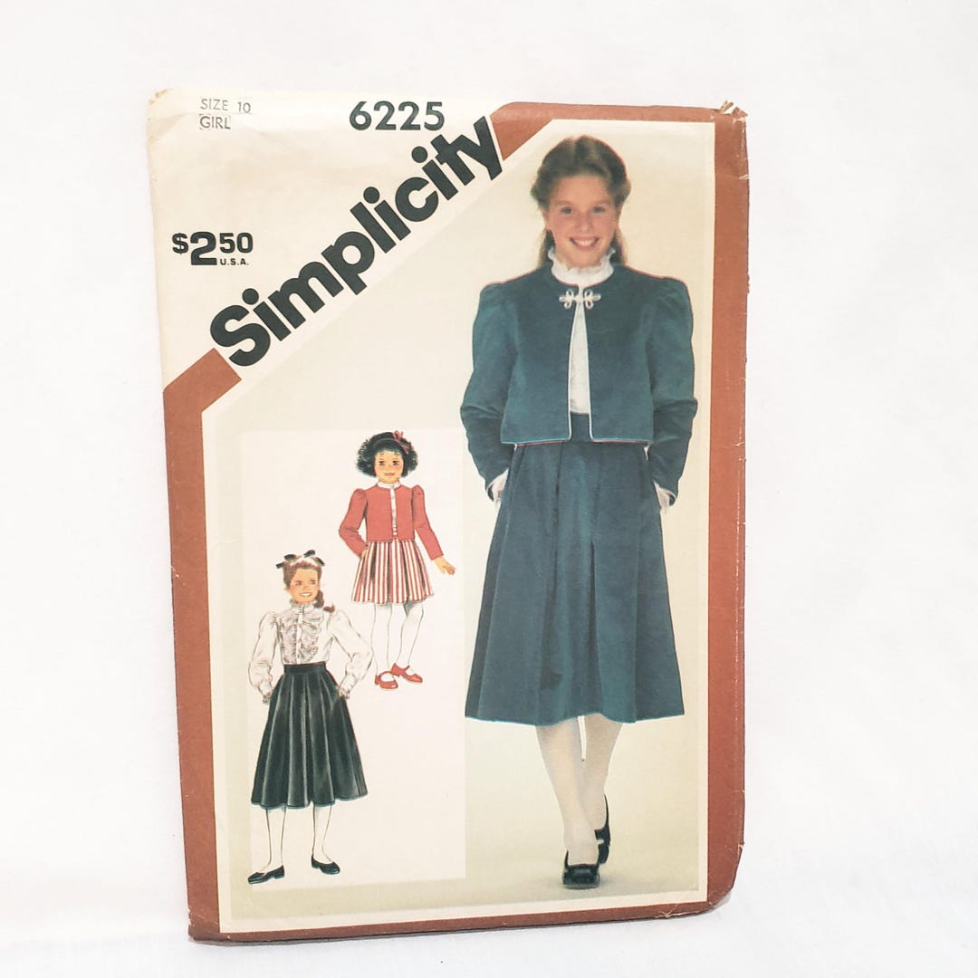 Girls Skirt Blouse Jacket Sewing Pattern Uncut 6225 Simplicity 1983 ...
