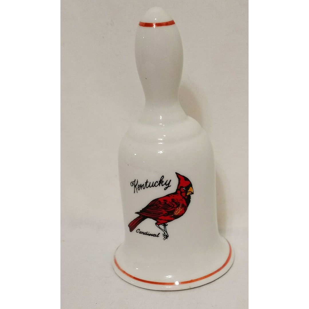 Kentucky Cardinal Bell Vintage 4 1/2" Weiß Keramik Rot Vogel Zustand ...
