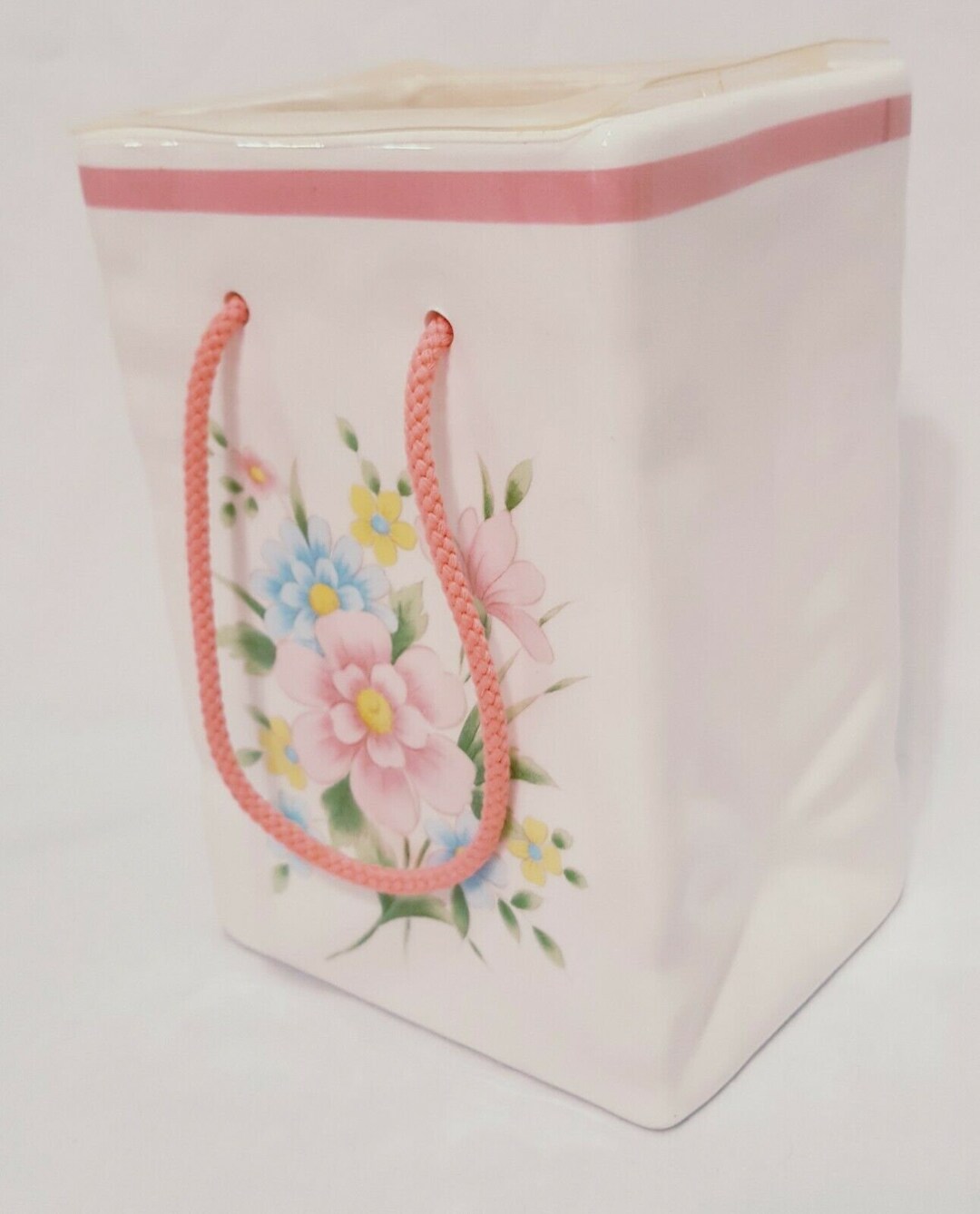 Floral Bag Planter Vase Vintage FTDA Porcelain 1986 5" Japan - Etsy
