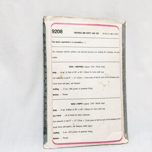 Puppy Dog & Sheepdog Plush Sewing Pattern 9208 Simplicity 1979 23 ...