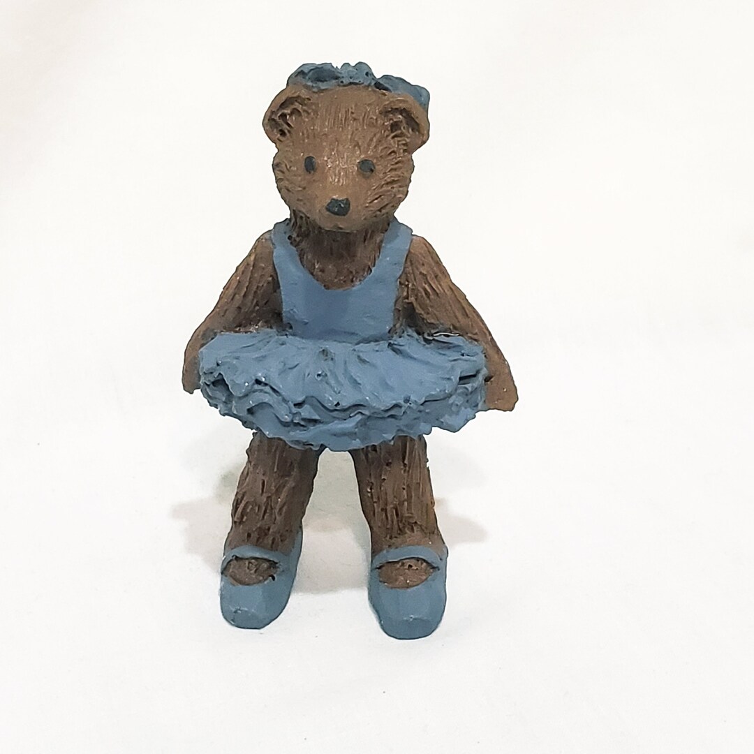 Girl Bear in Tutu Figurine Resin 3.5" Brown Blue Dancing - Etsy