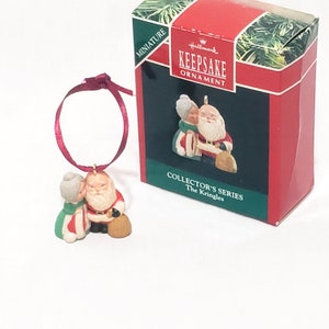 The Kringles #2 Ornament 1990 Hallmark 1" Miniature Santa & Mrs. Claus ...