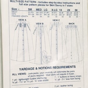 Junk Jeans Skirt Savvy Sewing Pattern 1996 Size Small 3X CB Nickels ...