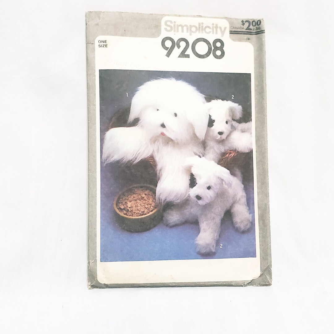 Puppy Dog & Sheepdog Plush Sewing Pattern 9208 Simplicity 1979 23 ...