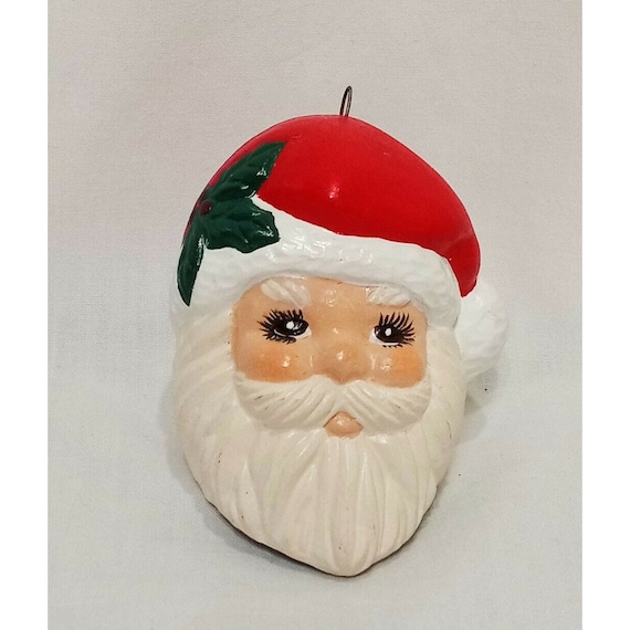 Santa Head Christmas Ornament Ceramic 2.5 Holiday - Etsy