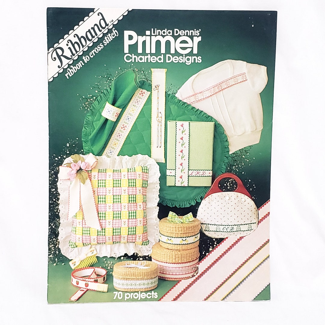 Ribband Ribbon Primer Charted Cross Stitch Leaflet Linda Dennis 1981 ...