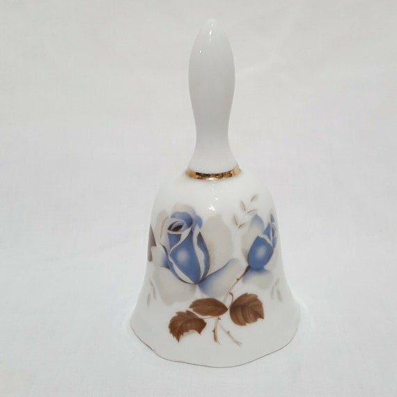 Rose Bell 4 White Ceramic Flower Blue Gray Brown UCGC | Etsy