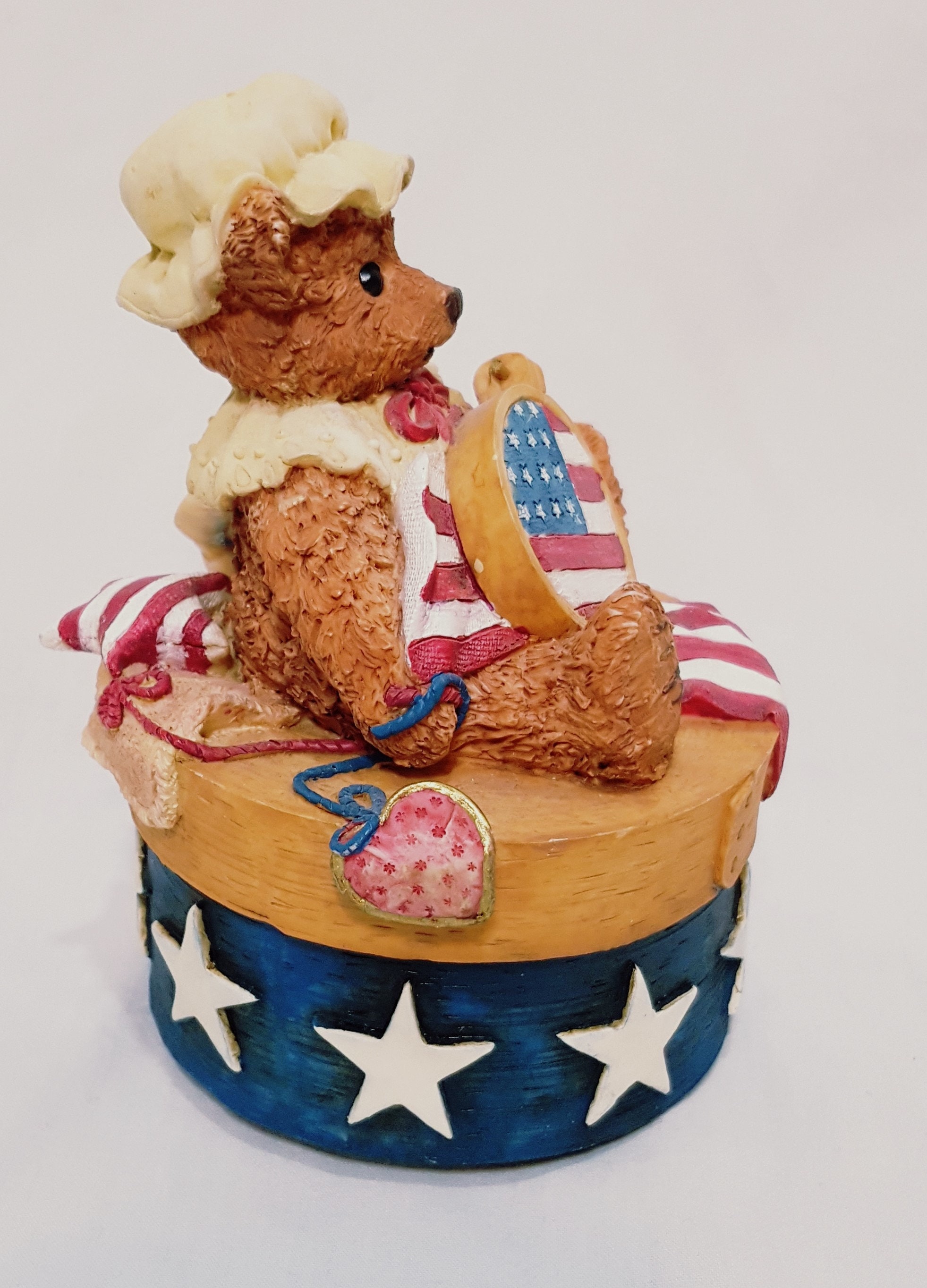 San Francisco Betsy Ross Bear Music Box Patriotic 5 Stars and Stripes ...