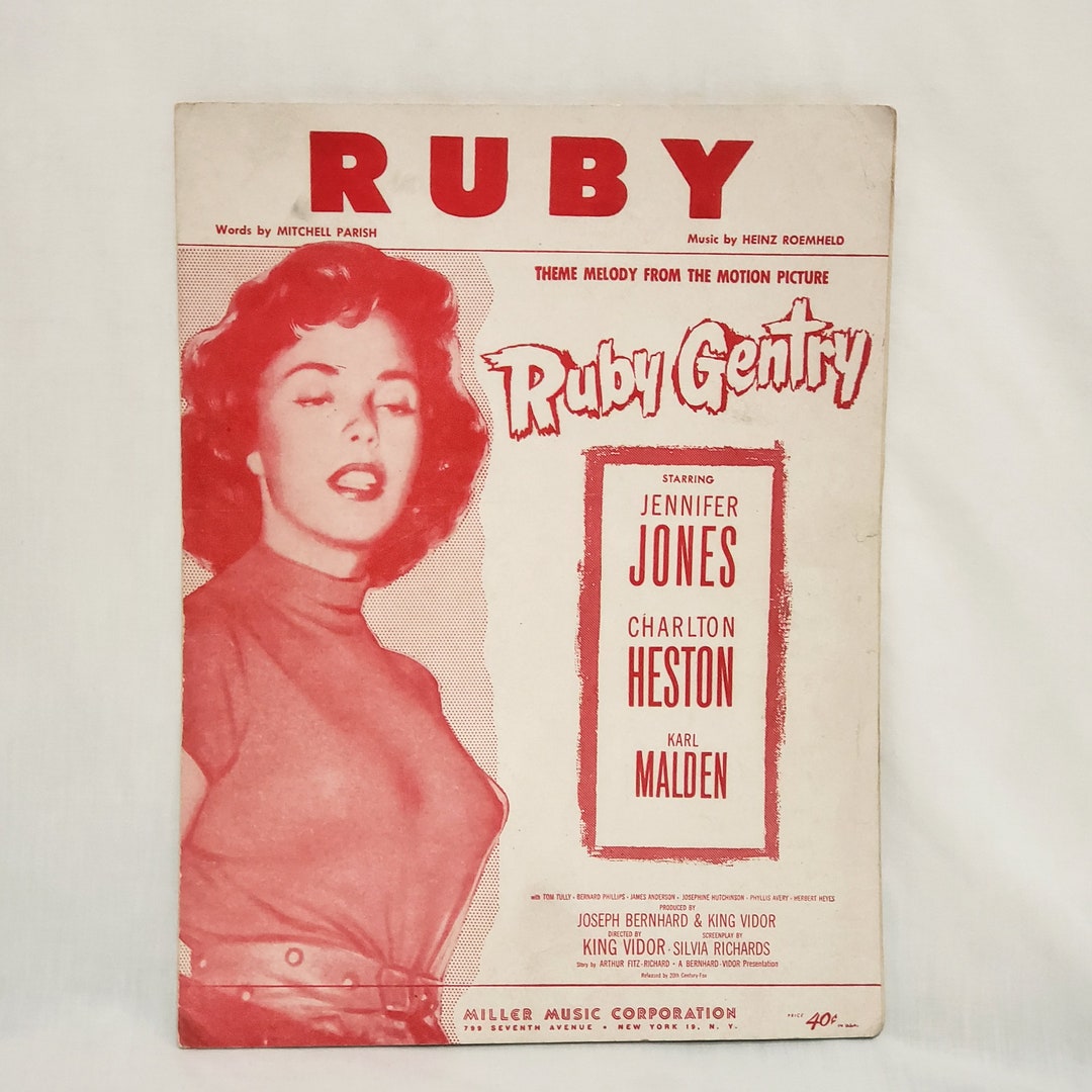 Ruby From Ruby Gentry Sheet Music Jennifer Jones Mitchell Parish 1953 ...