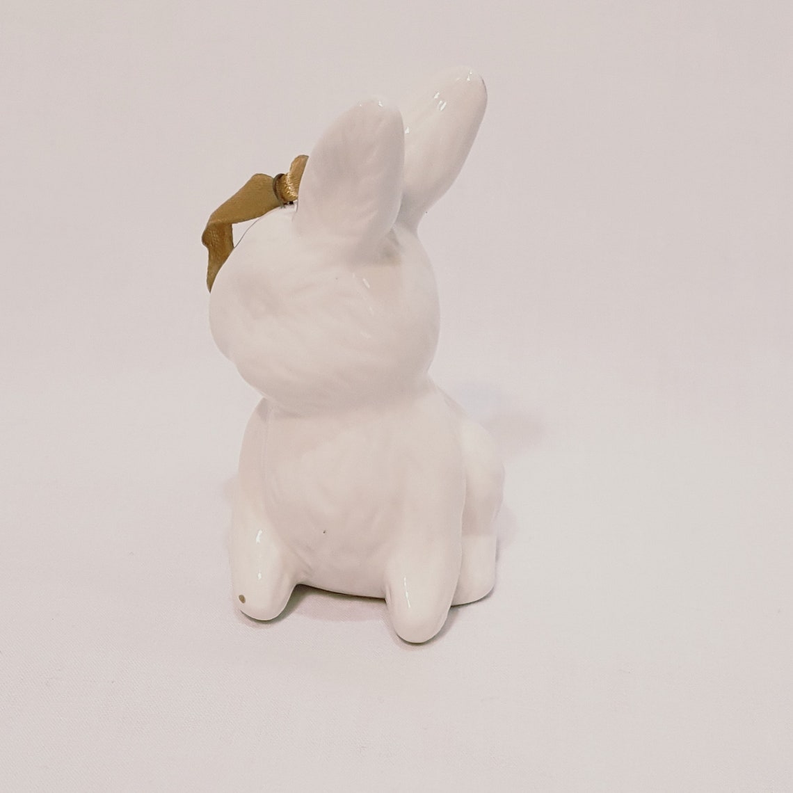White Rabbit Blue Flower Ornament 3 Bunny Easter Ceramic - Etsy