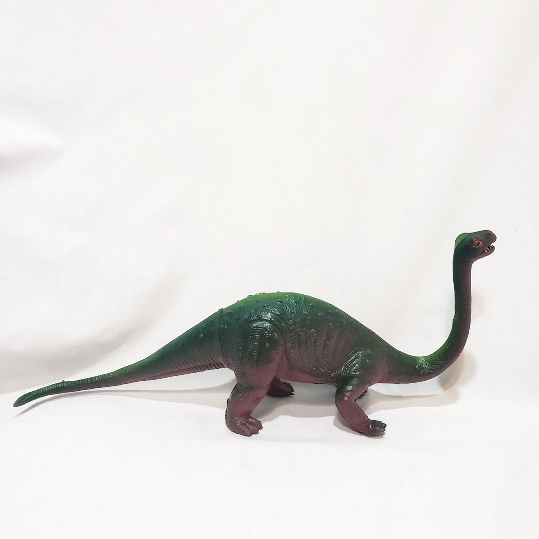 Brontosaurus Dinosaur 1980s Dor Mei Carnegie Rubber Figure Green Red 16 ...
