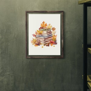 Fall Png Books, Watercolor Autumn Leaves: Digital Prints and ...