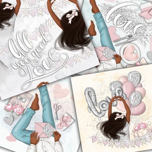 Girly Digital Paper, Love Patterns, Valentine Papers,fashion Girl ...