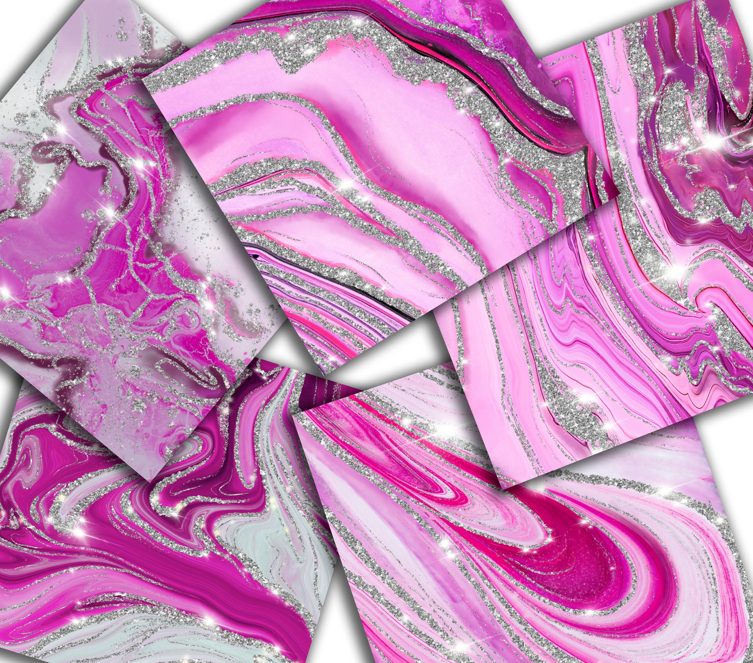 Pink Agate Marble Texture Silver Shine Marble Papers Agate - Etsy