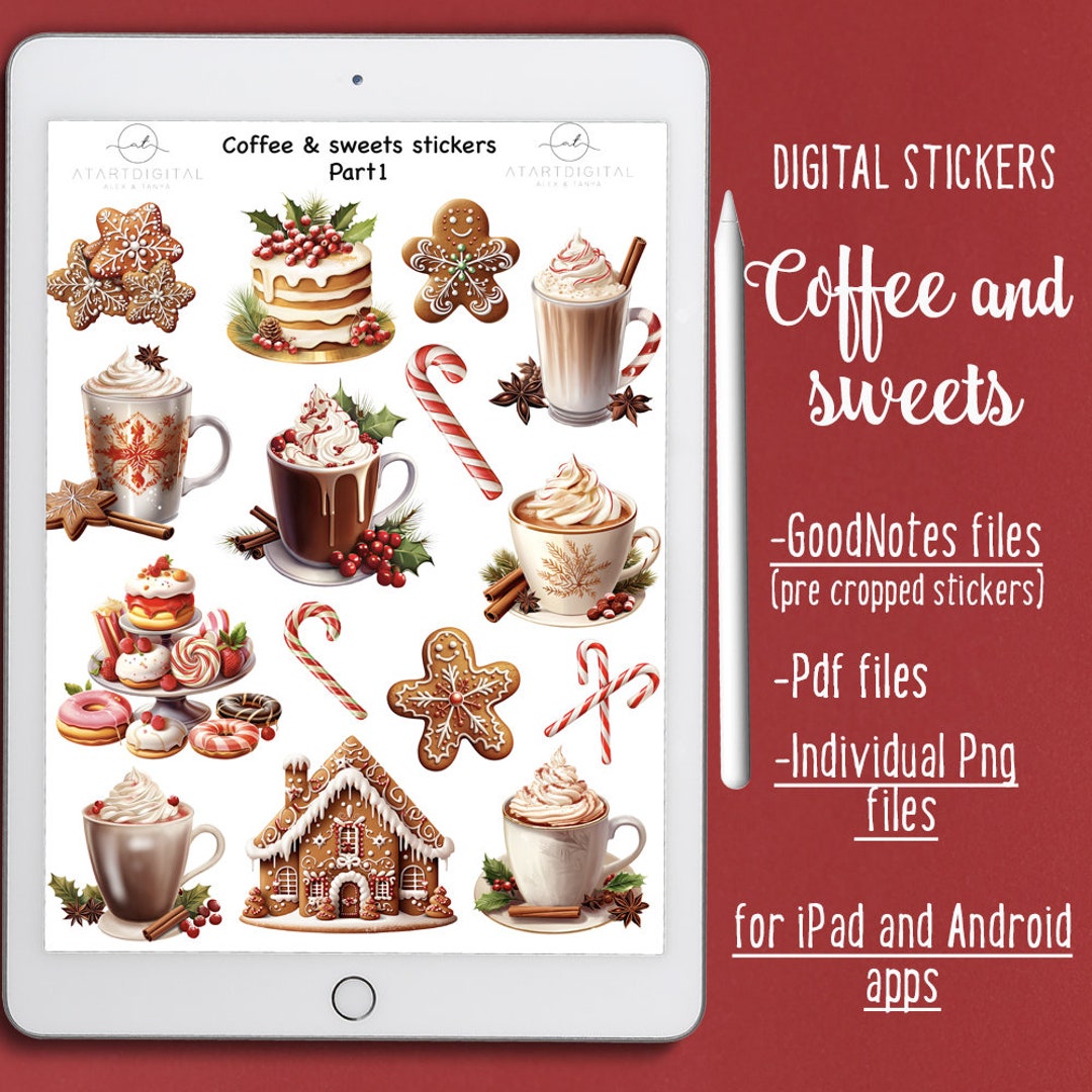 Digital Sticker Pack, Coffee Stickers, Food Stickers, Christmas ...