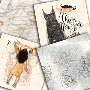 New Year Paper Pack, Xmas Paper, Planner Diy Supplies, Digital ...