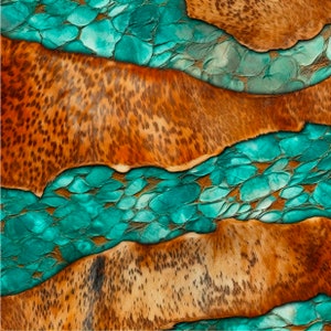 Cowhide Western Turquoise Digital Papers Designs, Cowhide Pattern Jpg ...
