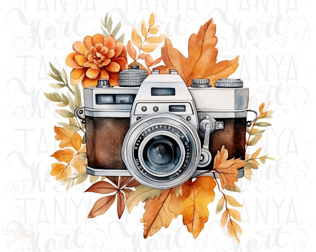 Autumn Leaves PNG, Digital Camera Print for Planner Stickers & Craft ...