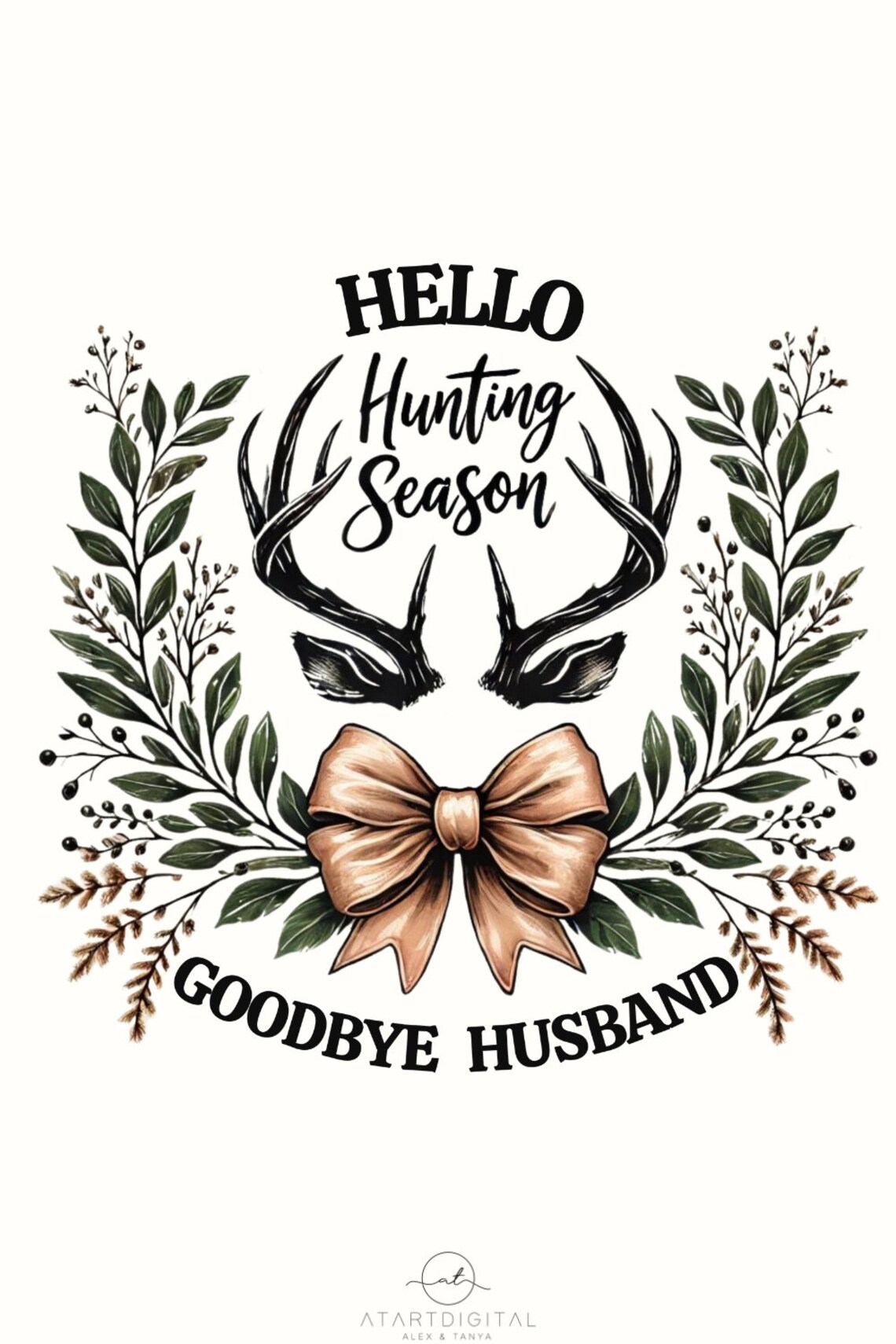 Funny Hunting Wife PNG: Camo Bow & Antlers Sublimation (digital ...