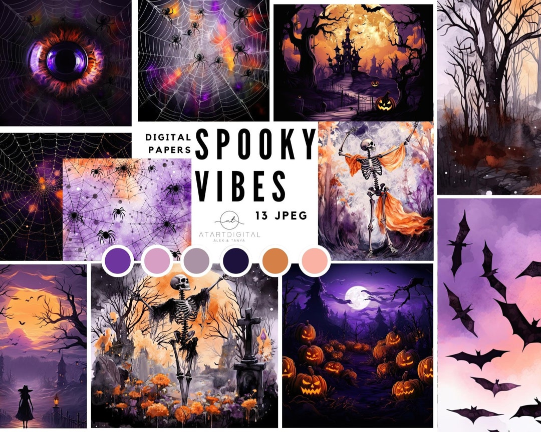 Halloween Digital Paper Pack, Witch & Pumpkin Patterns for Scrapbooking ...
