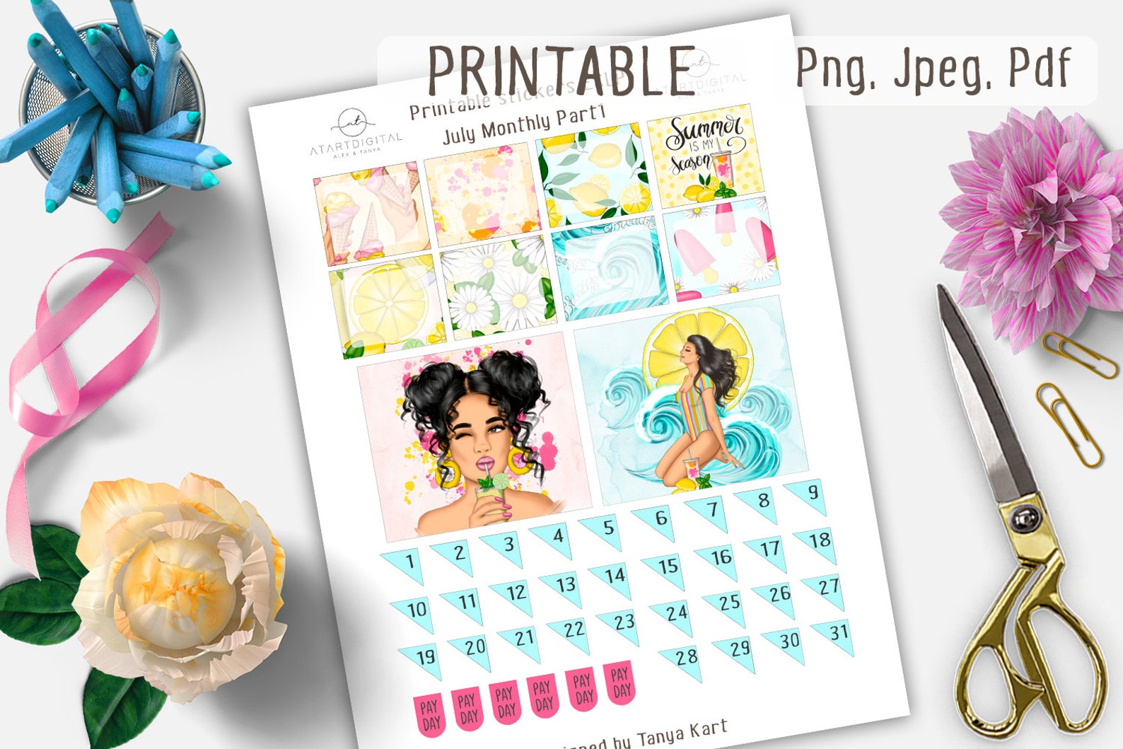 Erin Condren Planner Stickers Summer Kit Printable - Etsy