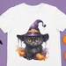Black Cat With Witch Hat & Pumpkins - Cute Cat Halloween Sub PNG, Black ...