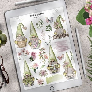 Spring Gnomes Goodnotes Stickers for Digital Planner, Floral Goodnotes ...