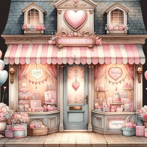 Valentine Shops Clipart Bundle | Pale Pink Watercolor PNG for ...