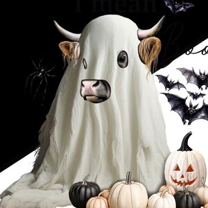 Moo I Mean Boo Png - Highland Cow Spooky Season Png - Halloween ...