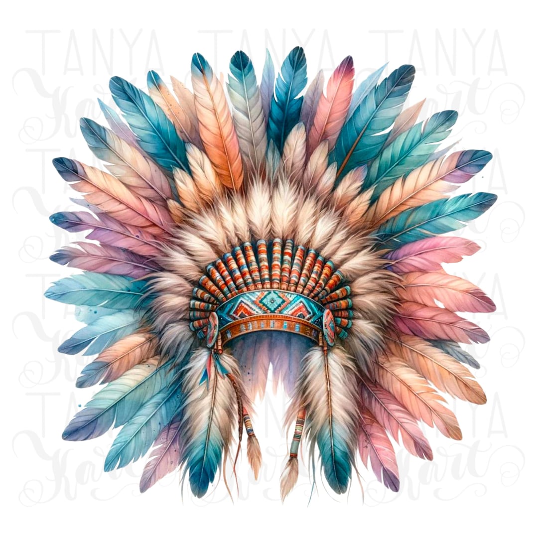 Native American Headdress PNG Digital Prints for Crafting and Card ...