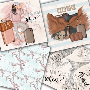 Travel Digital Paper, Adventure Design, Flight Papers, African American ...