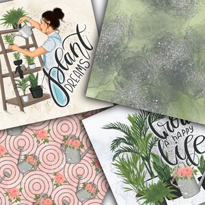 Scrapbook Paper Pack,digital Papers,plant Lady Paper,fashion Girl Paper ...