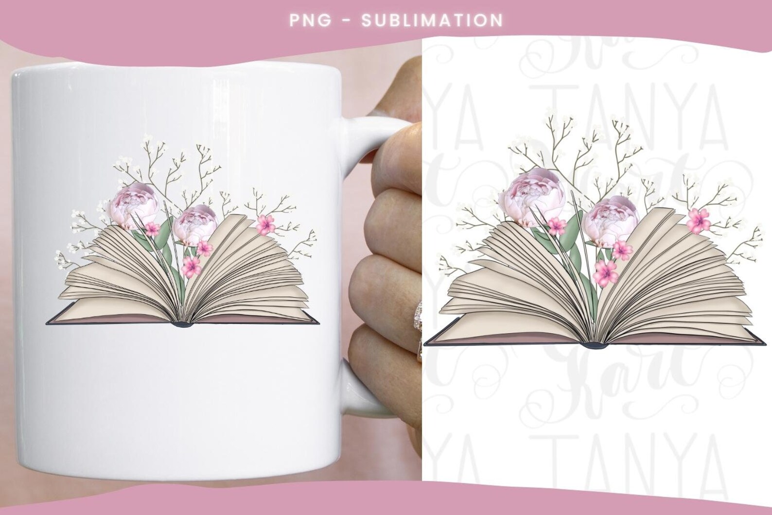 Book With Flowers Design Illustration Reading Png File - Etsy