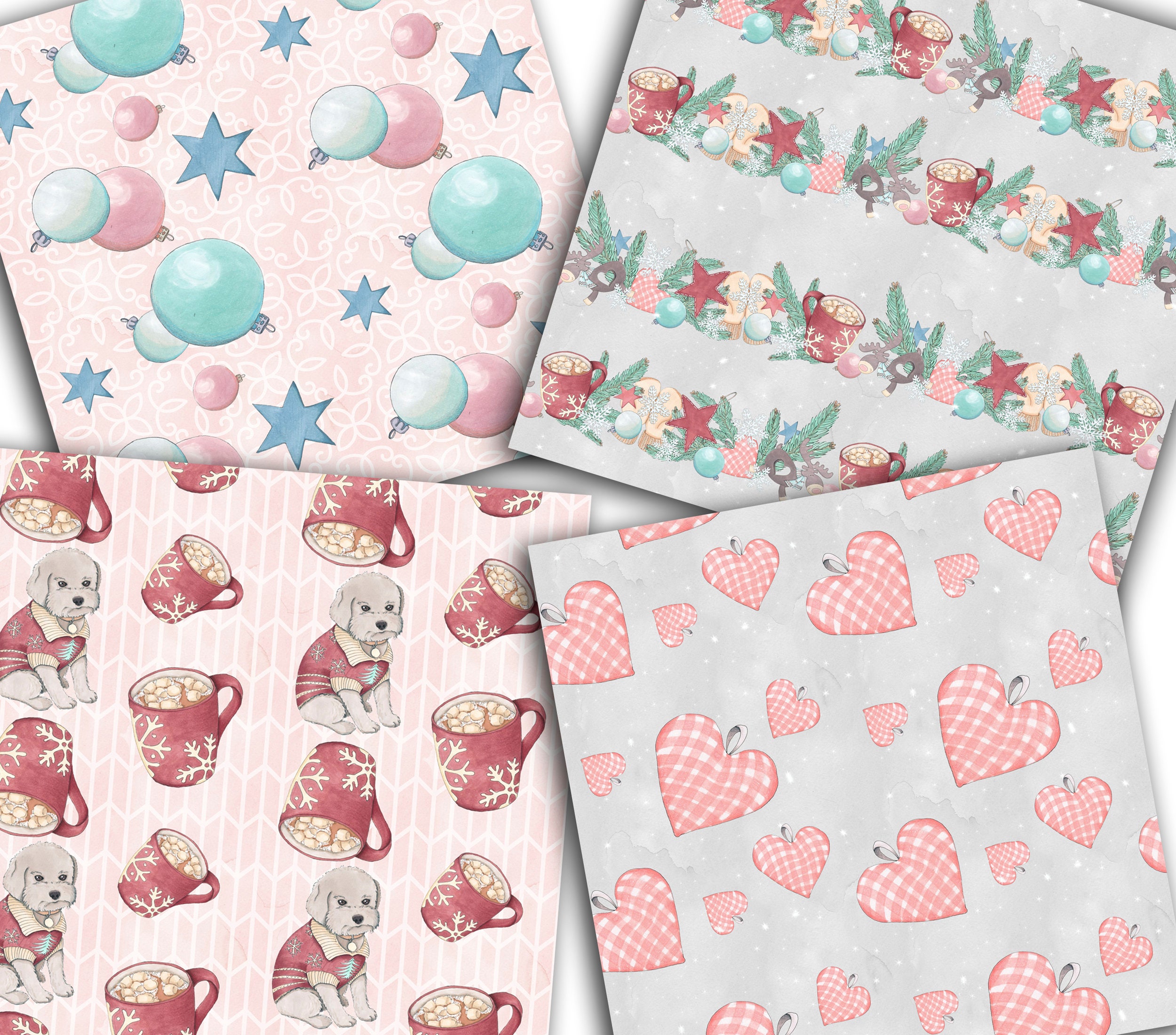 December Paper Pack Winter Digital Paper Dark Skin Toned | Etsy